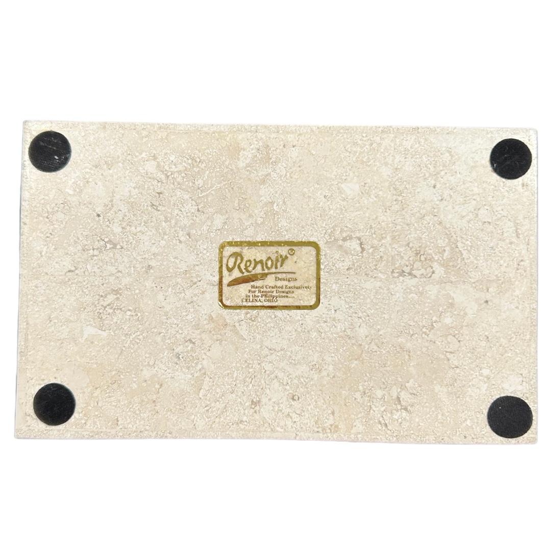 Vintage Renoir Designs Beige Tessellated Rectangular Stone Lidded Box ...