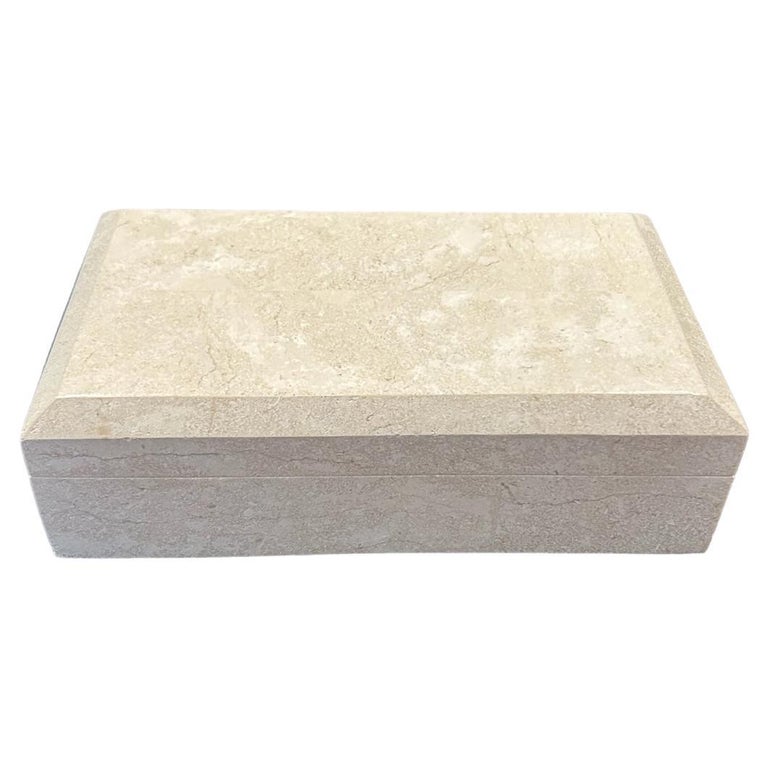 Vintage Renoir Designs Beige Tessellated Rectangular Stone Lidded Box ...