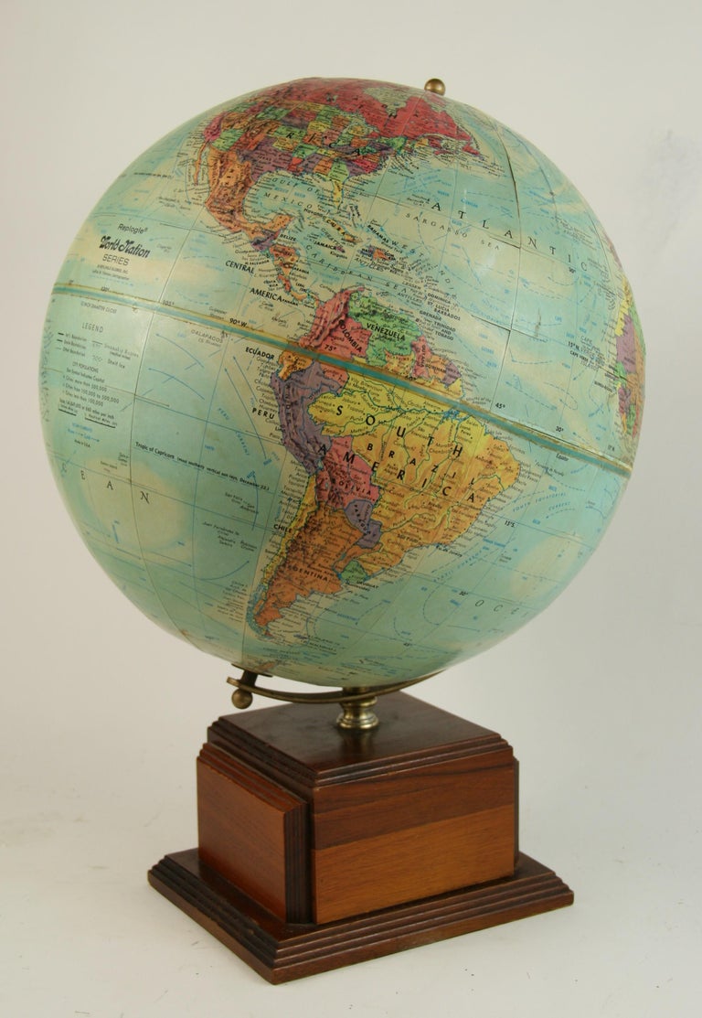 Vintage Reploge Terrestrial World Globe For Sale at 1stDibs
