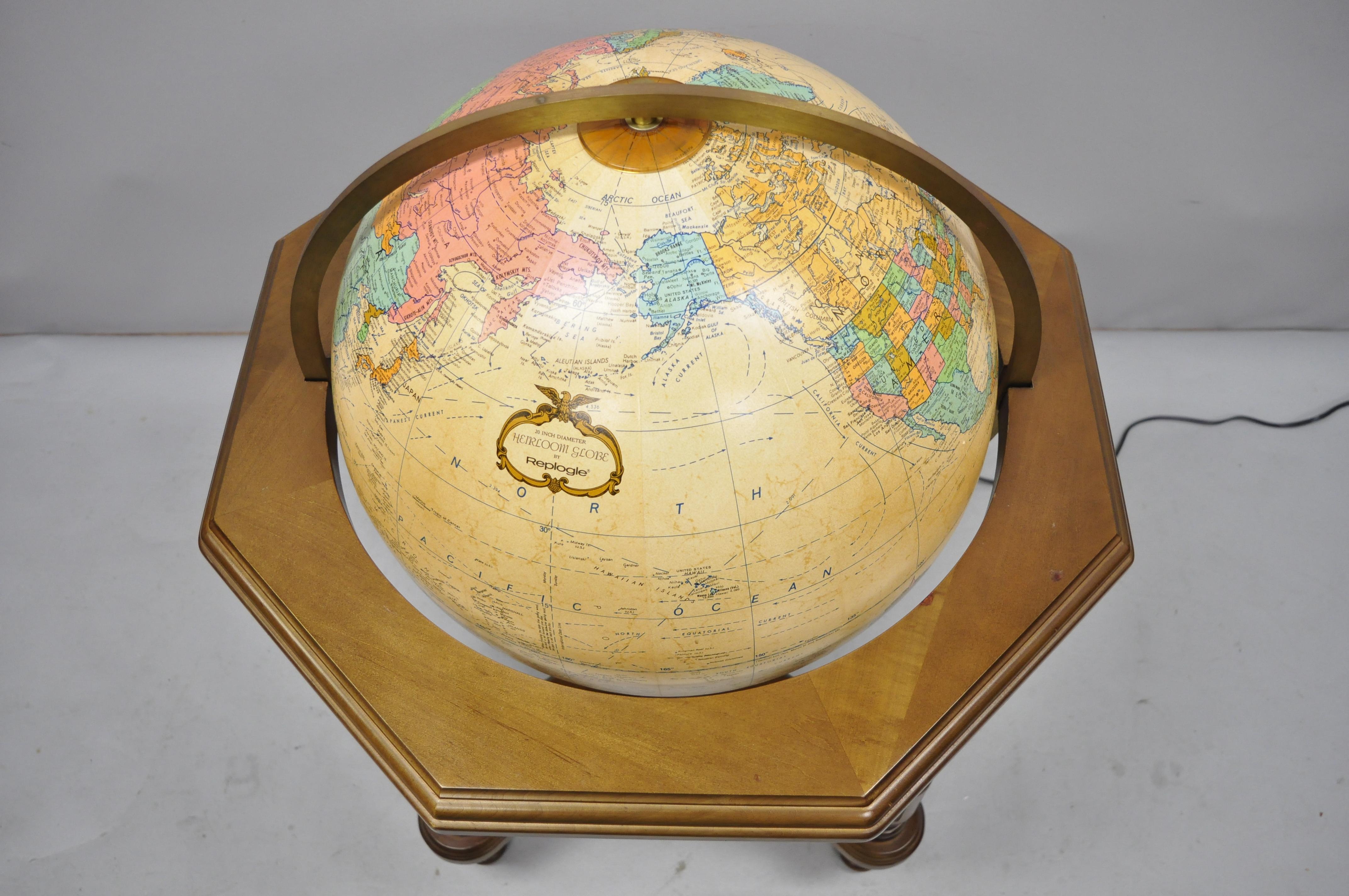 Vintage Replogle Large Lighted Globe on Cherry Stand Base at 1stDibs ...