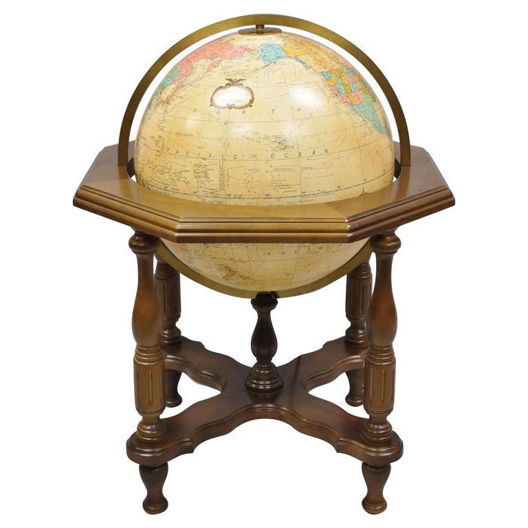 Vintage Replogle Large Lighted Globe on Cherry Stand Base at 1stDibs ...