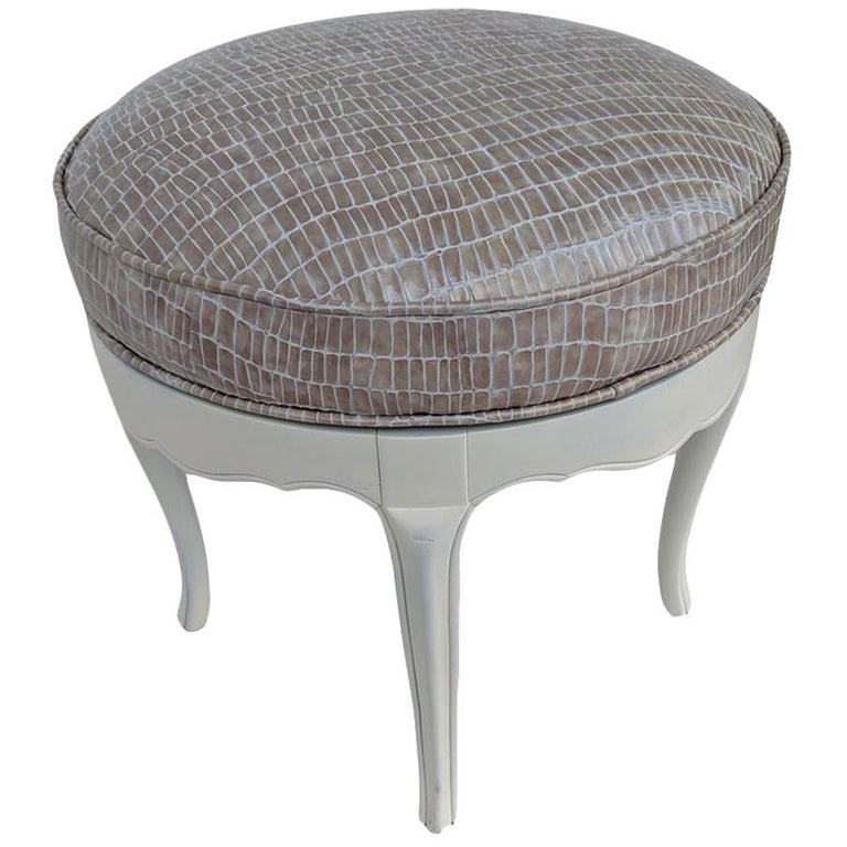 Vintage Restored Hollywood Regency Style Ottoman with Swivel at 1stDibs