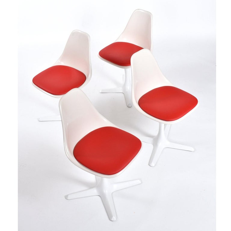 Vintage Restored Mid-Century Modern White and Red Burke Tulip Chairs ...