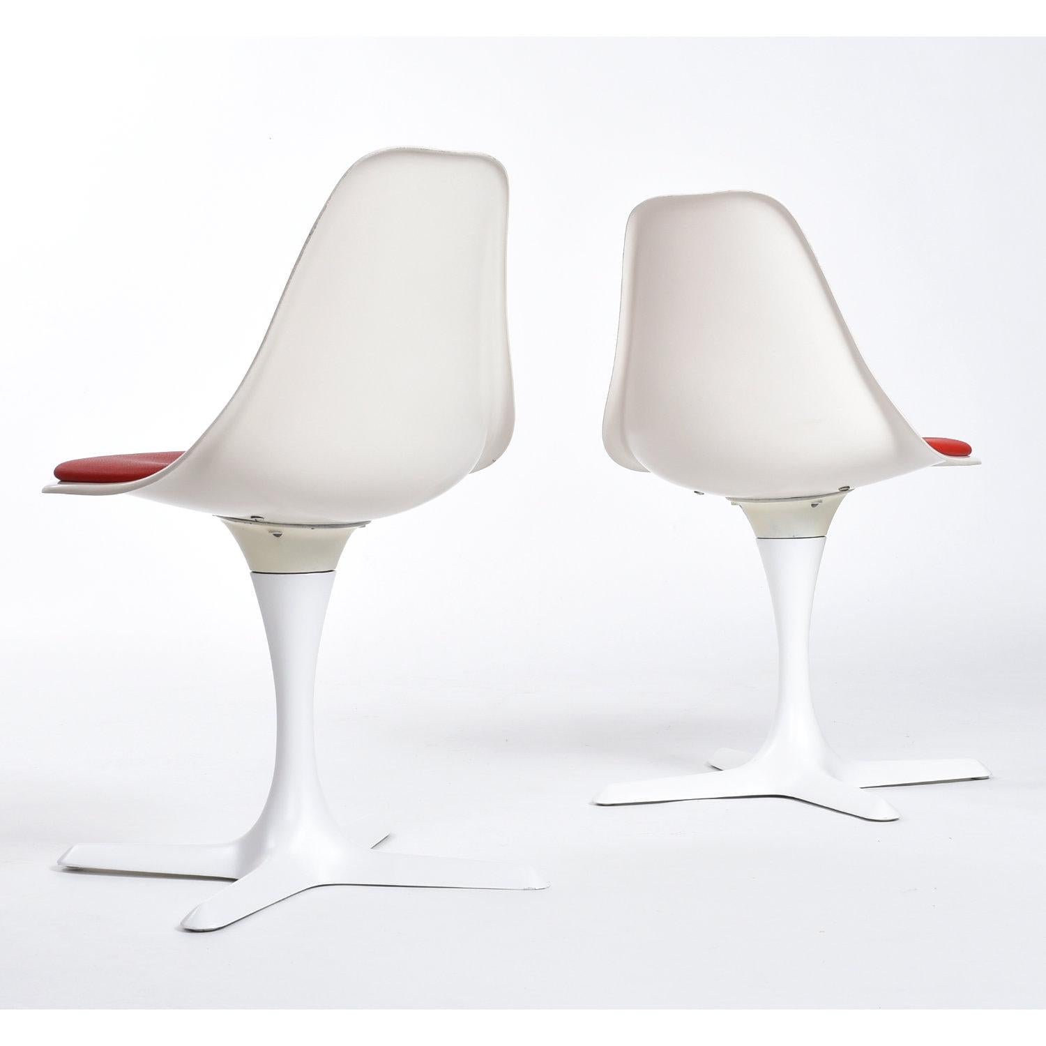 Vintage Restored Mid-Century Modern White and Red Burke Tulip Chairs ...