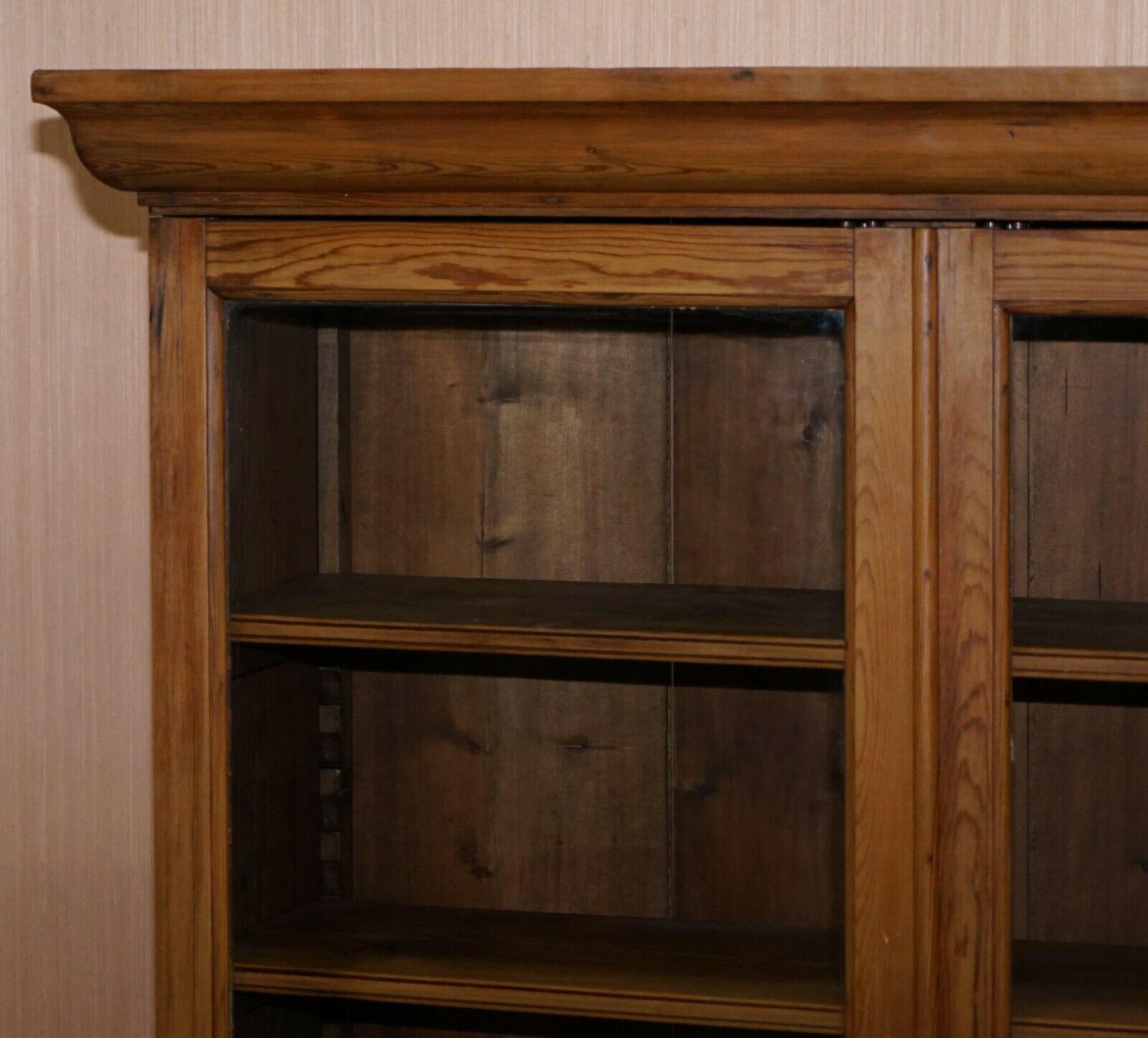 Vintage Restored Solid Pine Glass Doored Library Bookcase Also Hanging ...