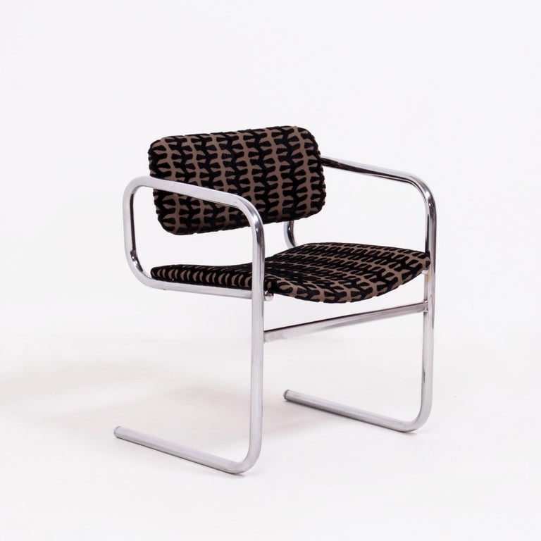 Vintage Retro Brown and Black Fabric Dining Chairs by Pieff, Set of 4 ...