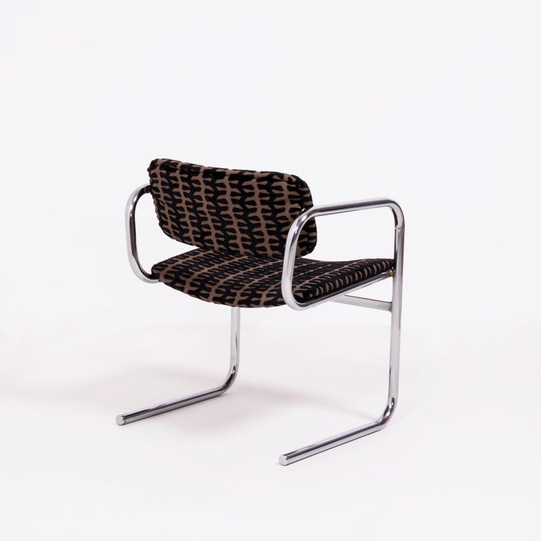 Vintage Retro Brown and Black Fabric Dining Chairs by Pieff, Set of 4 ...