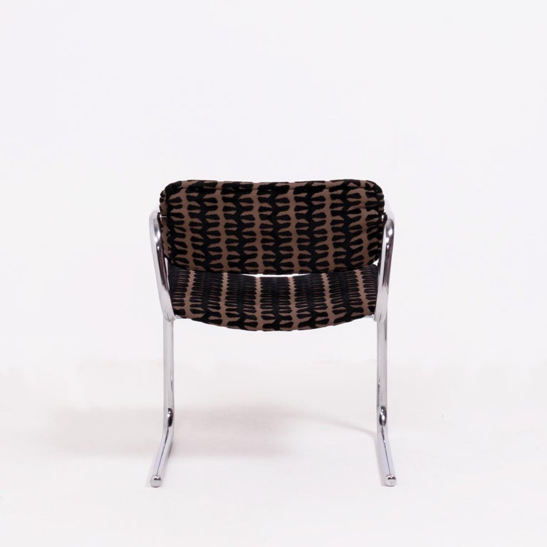 Vintage Retro Brown and Black Fabric Dining Chairs by Pieff, Set of 4 ...