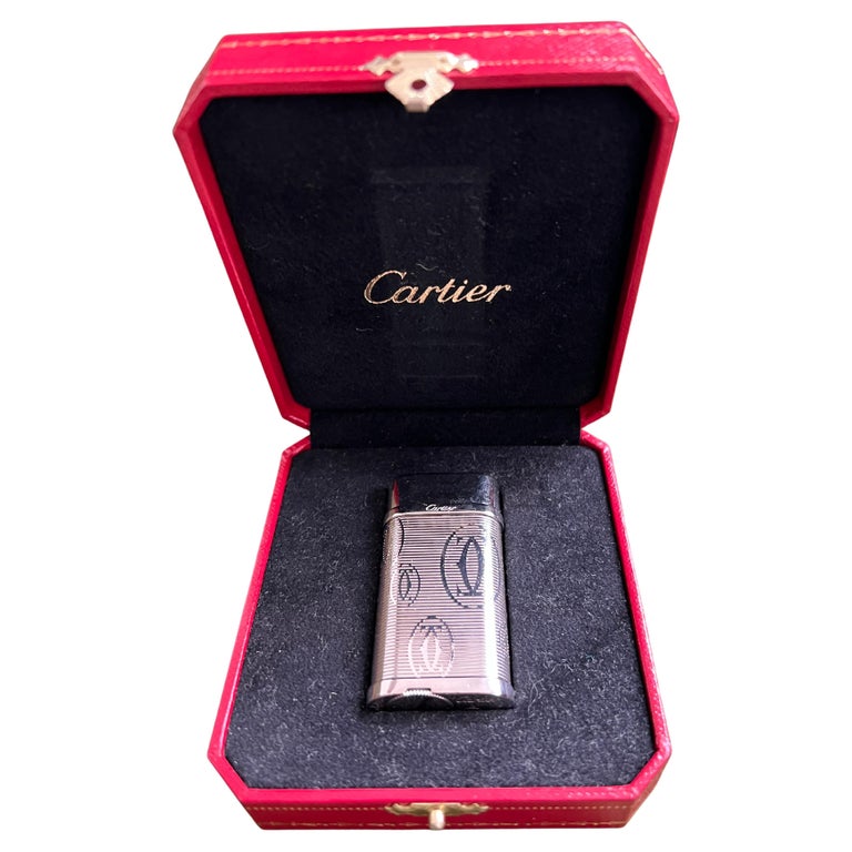 Vintage Retro Cartier Logo Lighter, Silver Palladium Finish For Sale at ...