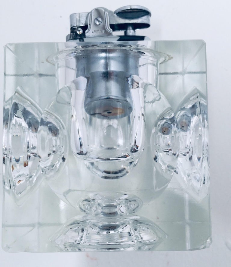Vintage Retro Cut Glass Square Lighter, 1970 at 1stDibs