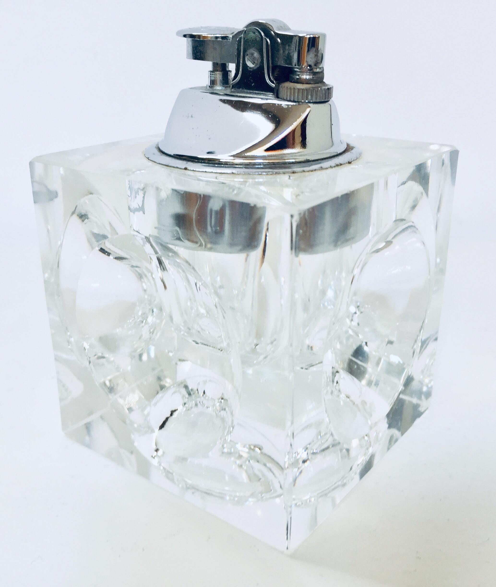 Vintage Retro Cut Glass Square Lighter, 1970 at 1stDibs