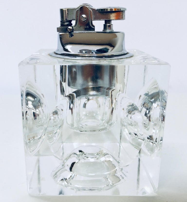 Vintage Retro Cut Glass Square Lighter, 1970 at 1stDibs