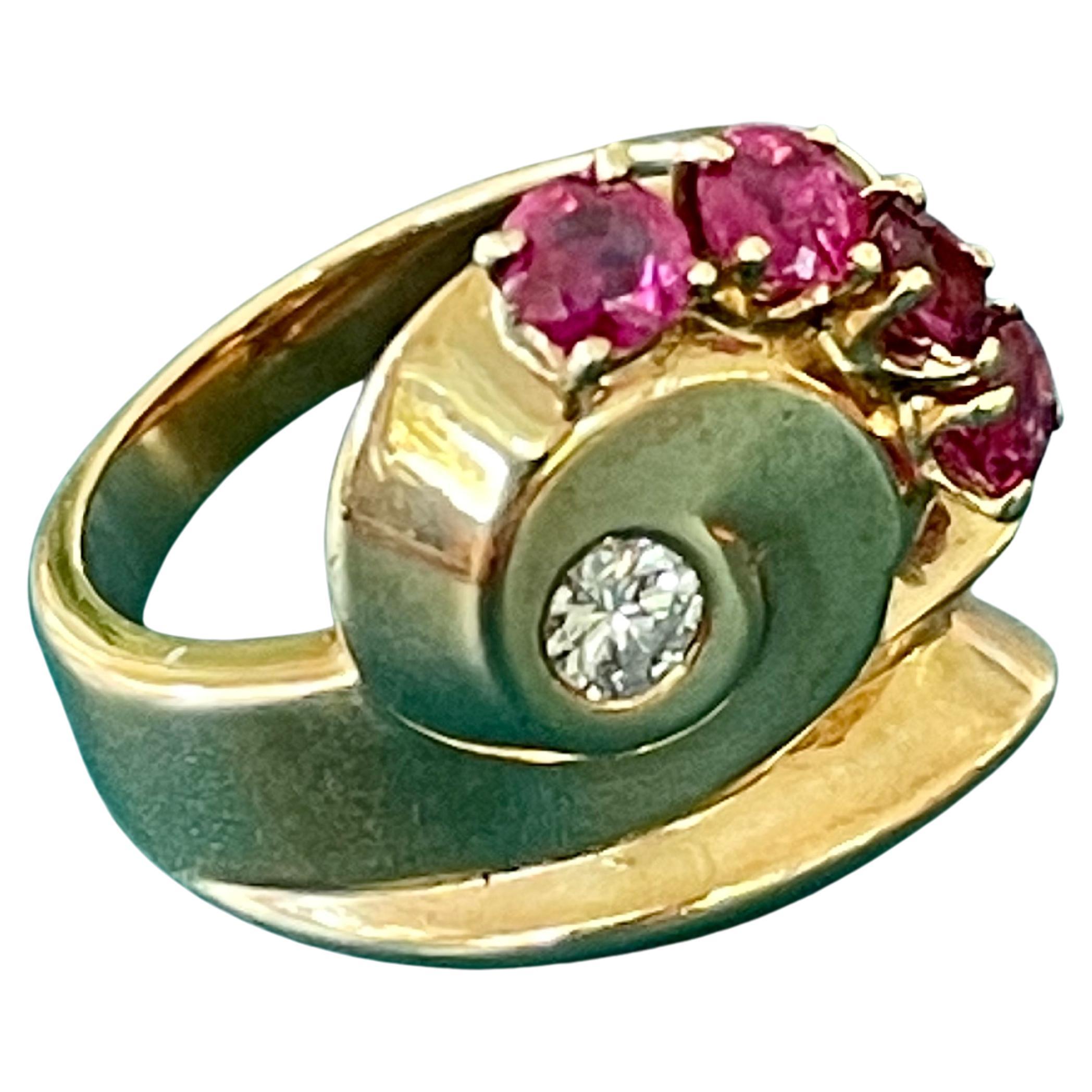 Retro Ruby and Diamond Ring For Sale at 1stDibs