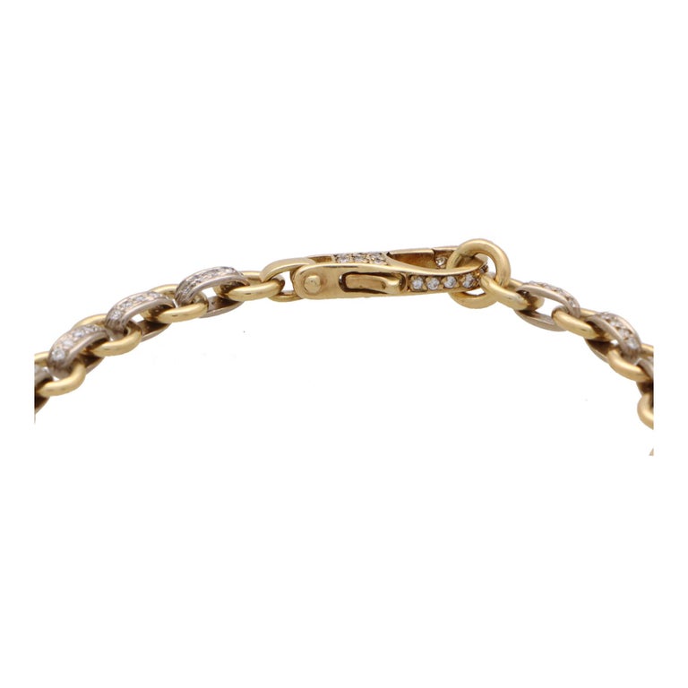 Vintage Retro Diamond Chain Link Bracelet in 19k Yellow and White Gold ...