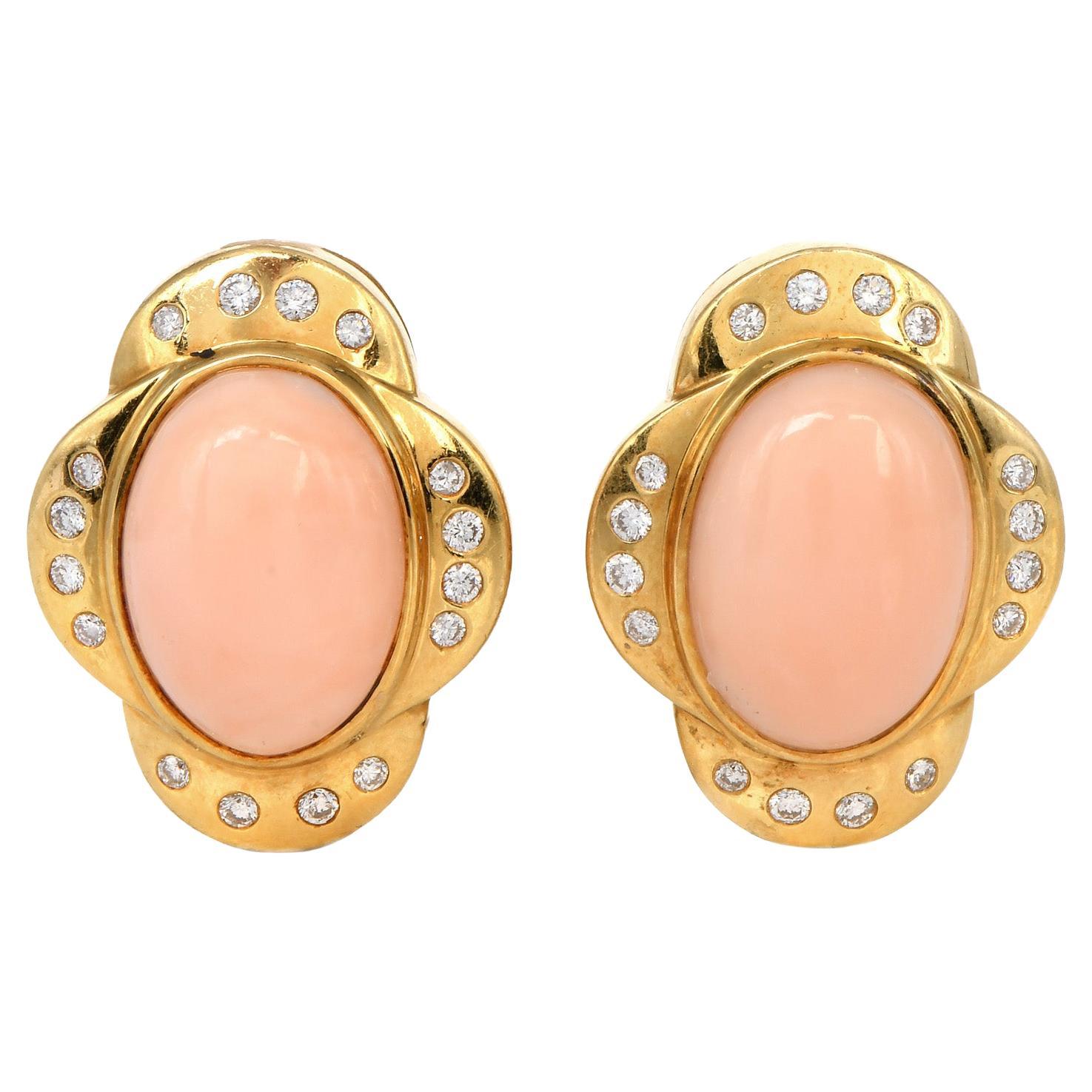 Kurt Wayne Diamond 18K Yellow Gold Bypass Oval Clip On Earrings For ...