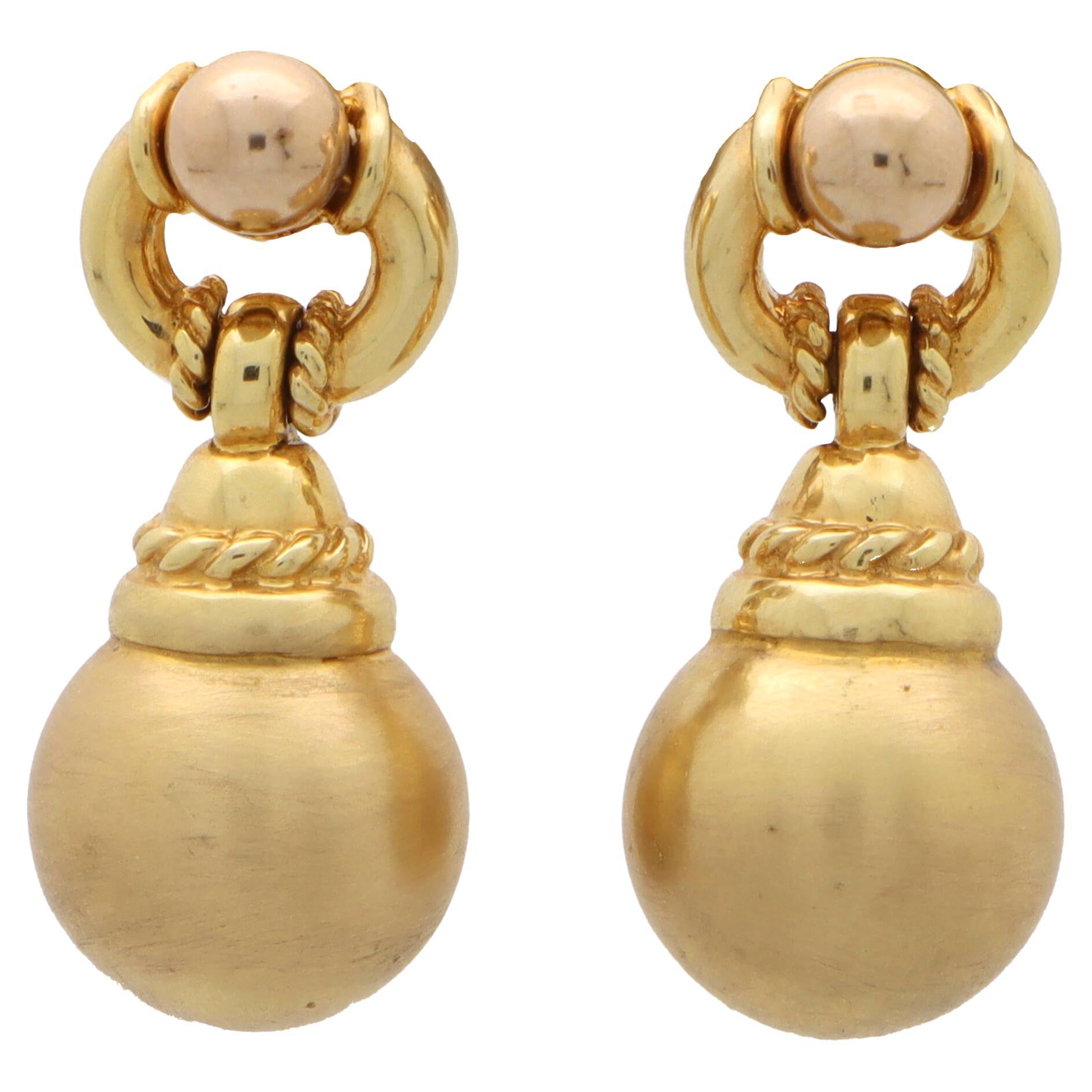 Vintage Retro Circular Door Knocker Earrings in 9k Rose Gold at 1stDibs