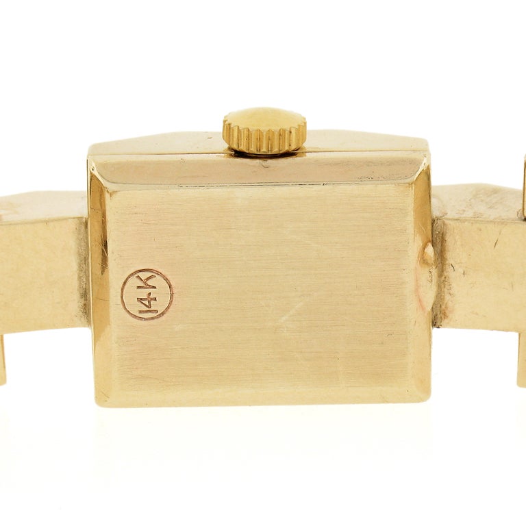 Vintage Retro Ladies Waltham 14k Gold Fancy Pyramid Faceted Link Watch ...