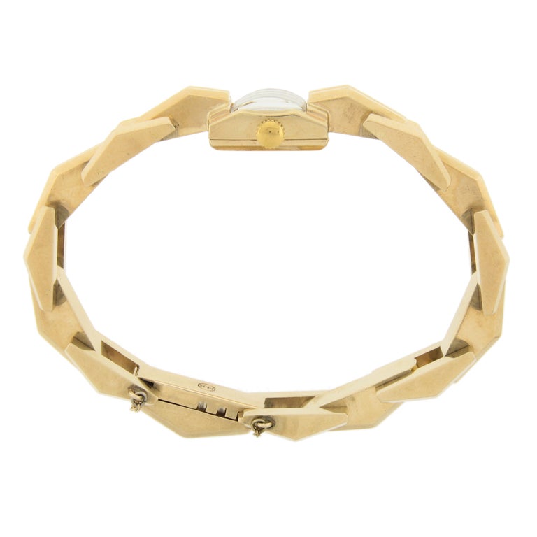 Vintage Retro Ladies Waltham 14k Gold Fancy Pyramid Faceted Link Watch ...
