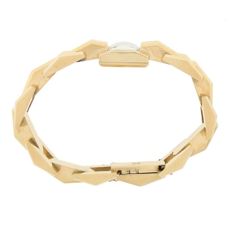 Vintage Retro Ladies Waltham 14k Gold Fancy Pyramid Faceted Link Watch ...