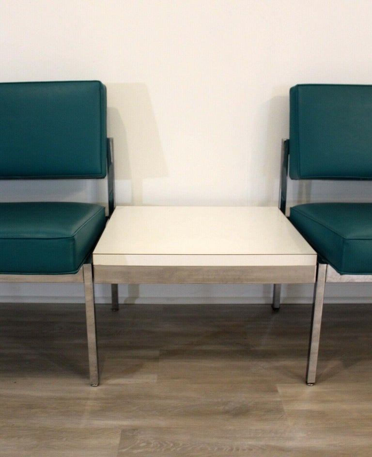 Vintage Retro Mid-Century Modern Turquoise Office Entry Way Seating w ...