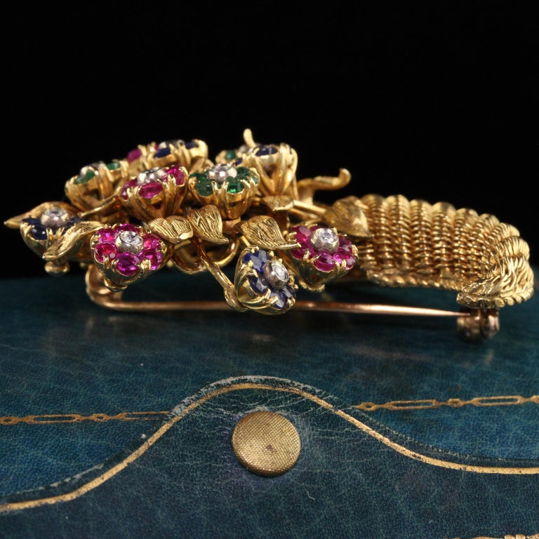 Vintage Retro Tiffany and Co 18K Yellow Gold Cornucopia Sapphire Flower ...