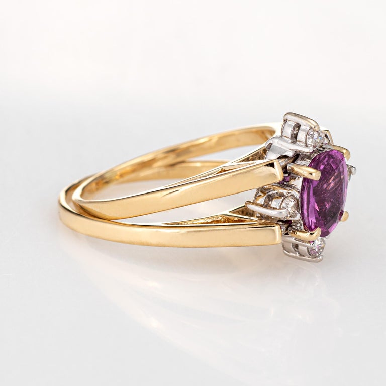 Reversible Flip Ring 14 Karat Yellow Gold Pink Sapphire Diamond Two in ...