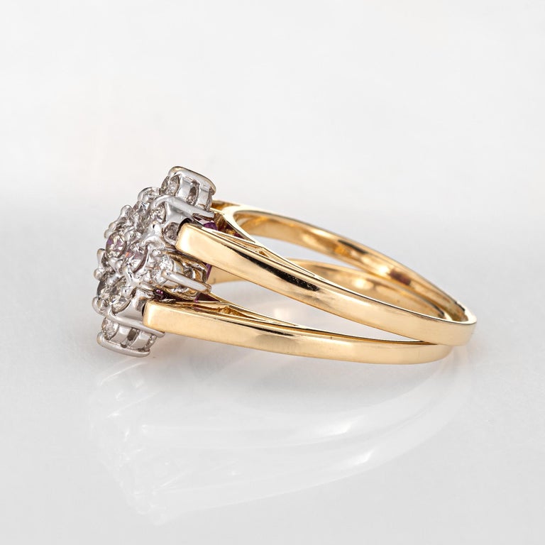 Reversible Flip Ring 14 Karat Yellow Gold Pink Sapphire Diamond Two in ...