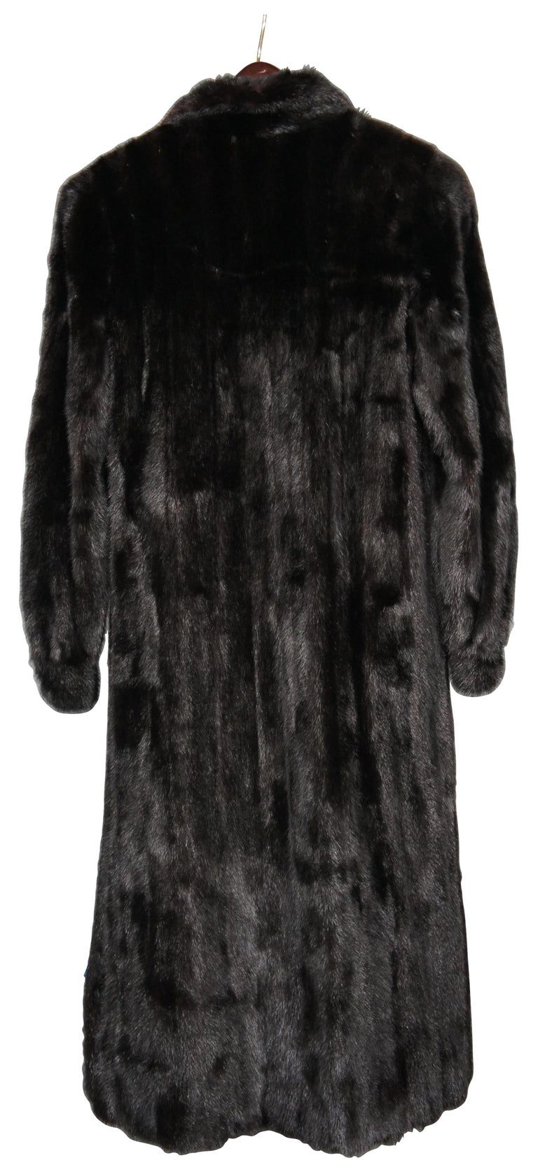 Vintage Revillon Paris London New York Black Full Length Mink Fur Coat ...