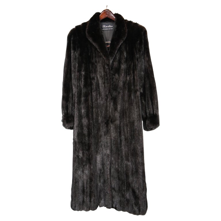 Vintage Revillon Paris London New York Black Full Length Mink Fur Coat ...