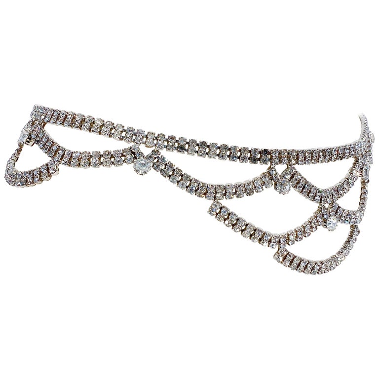 Vintage Rhinestone Belt with Tiered Strands at 1stDibs