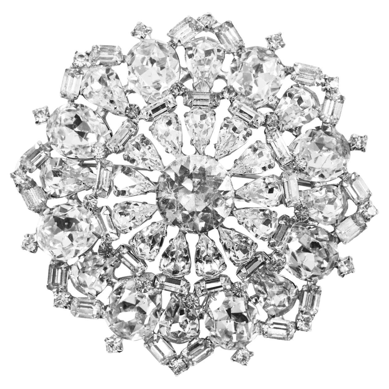 Vintage Rhinestone Domed Brooch Circa 1960s For Sale At 1stdibs