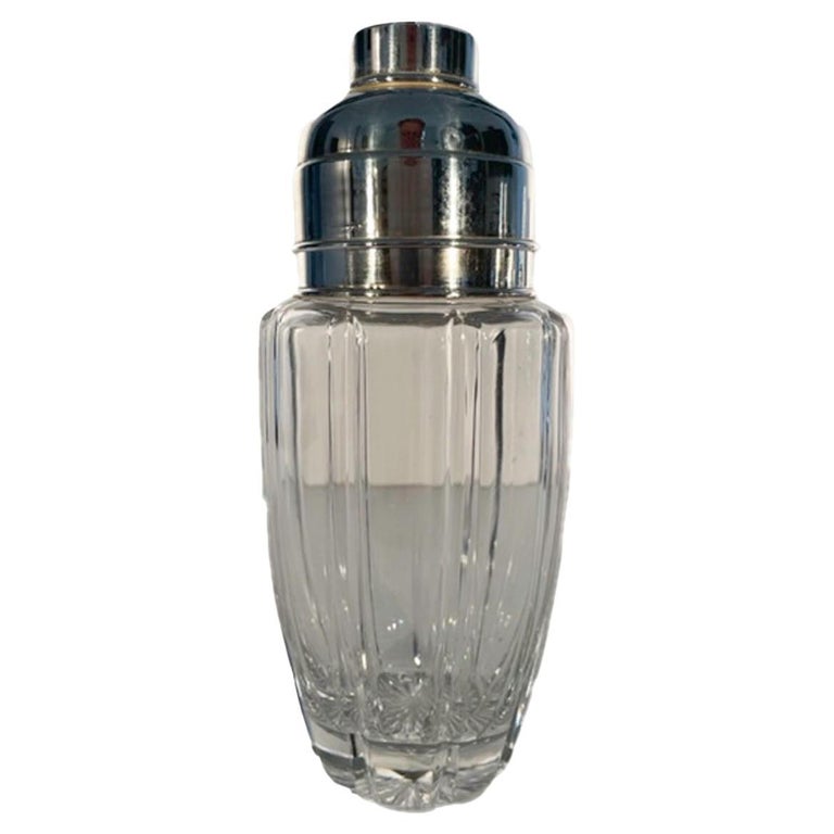 Vintage Ribbed Clear Glass and Silver Plate Cocktail Shaker For Sale at ...