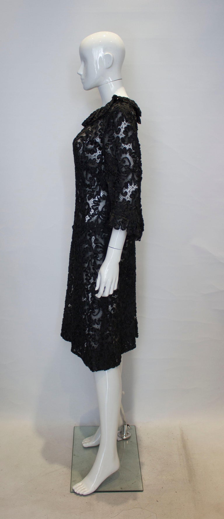 Vintage Ribbon Work Black Cocktail Dress For Sale at 1stDibs