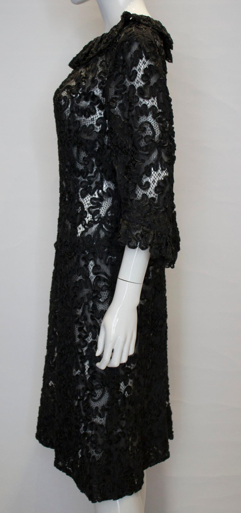 Vintage Ribbon Work Black Cocktail Dress For Sale at 1stDibs