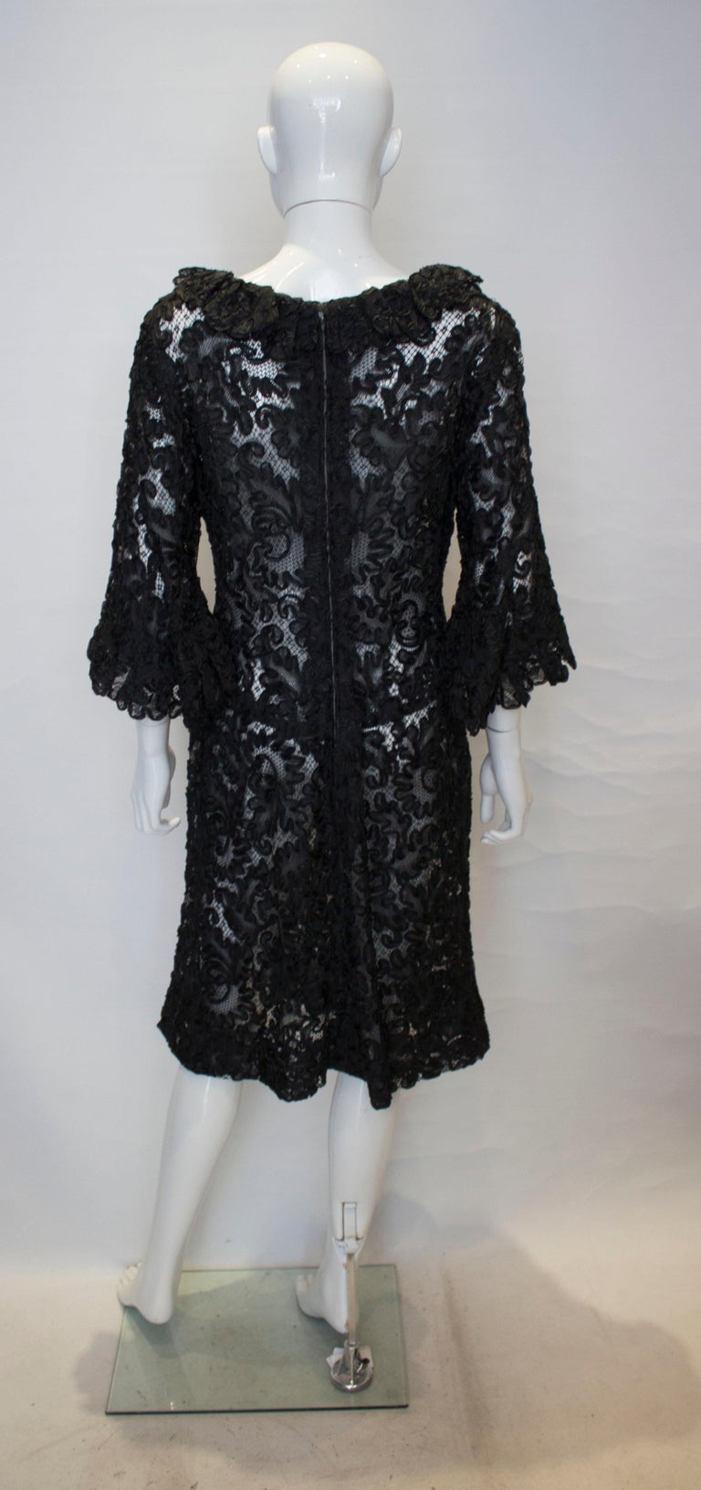 Vintage Ribbon Work Black Cocktail Dress For Sale at 1stDibs