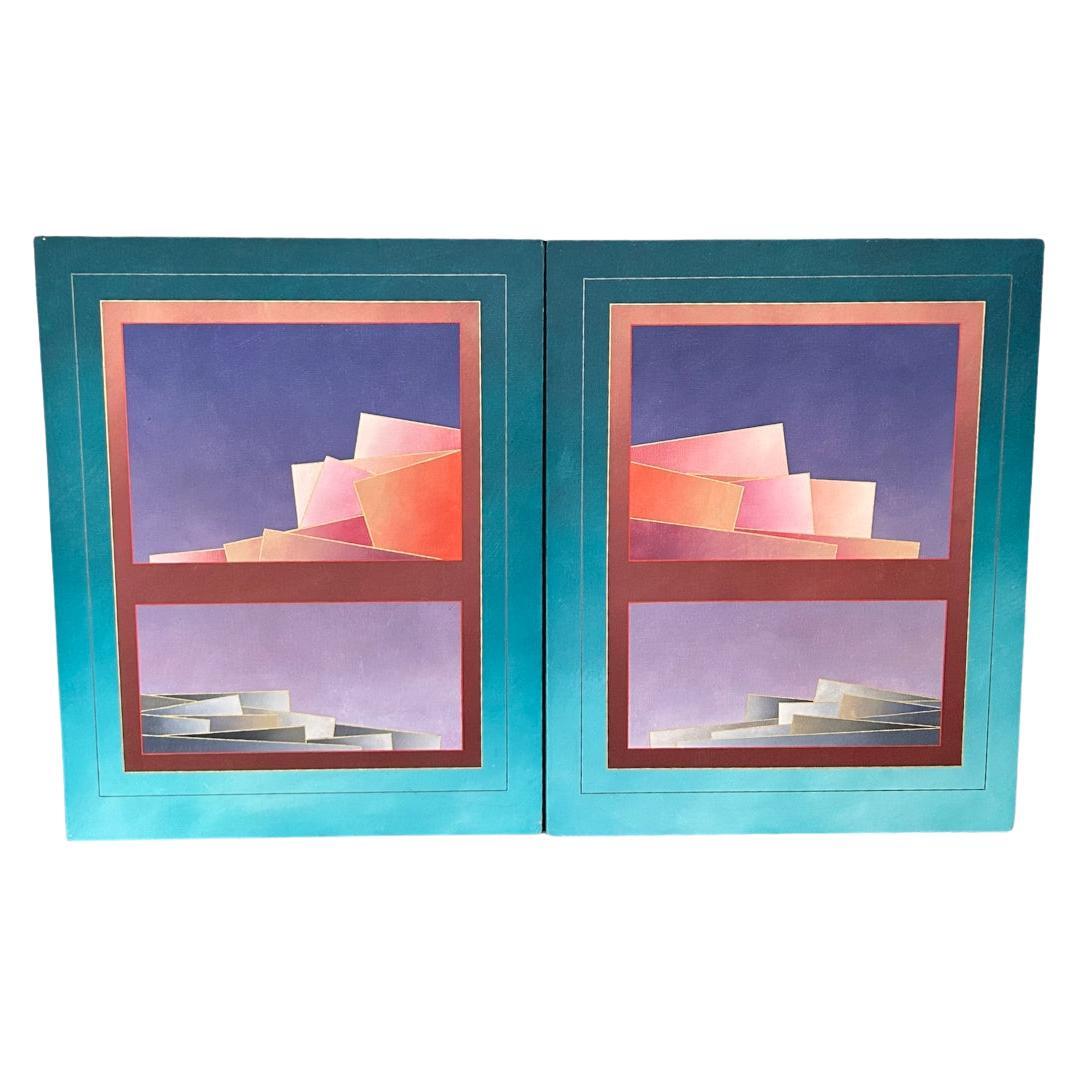 Vintage Richard Carter Abstract Acrylic on Canvas (2 Panels) For Sale ...