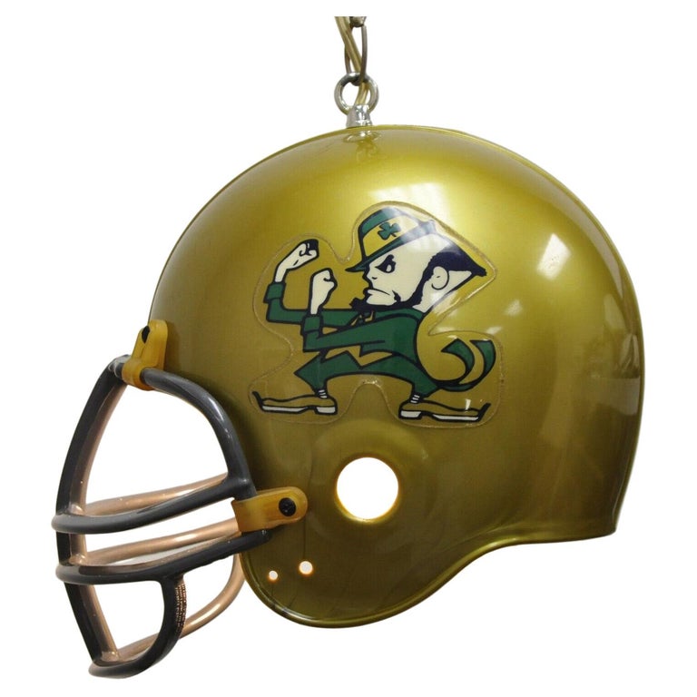 Vintage Riddell Fighting Irish Notre Dame Helmet Lamp Pendant Chandelier For Sale at 1stDibs