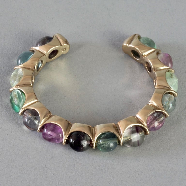 Vintage ROBERT GOOSSENS Flourite Crystal Pebble Bangle Bracelet For ...