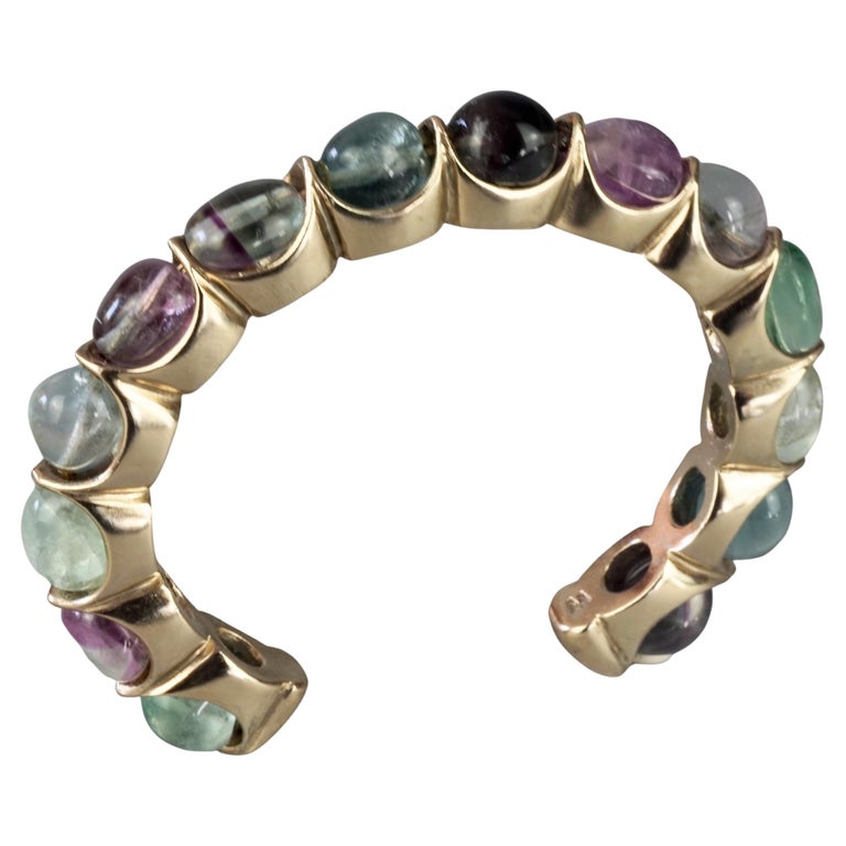 Vintage ROBERT GOOSSENS Flourite Crystal Pebble Bangle Bracelet For ...