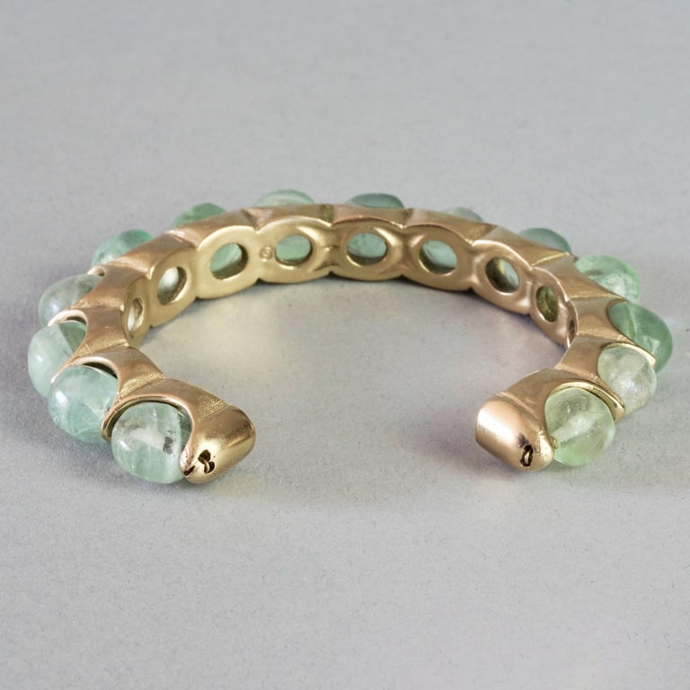 Vintage ROBERT GOOSSENS Green Flourite Crystal Pebble Bangle Bracelet ...