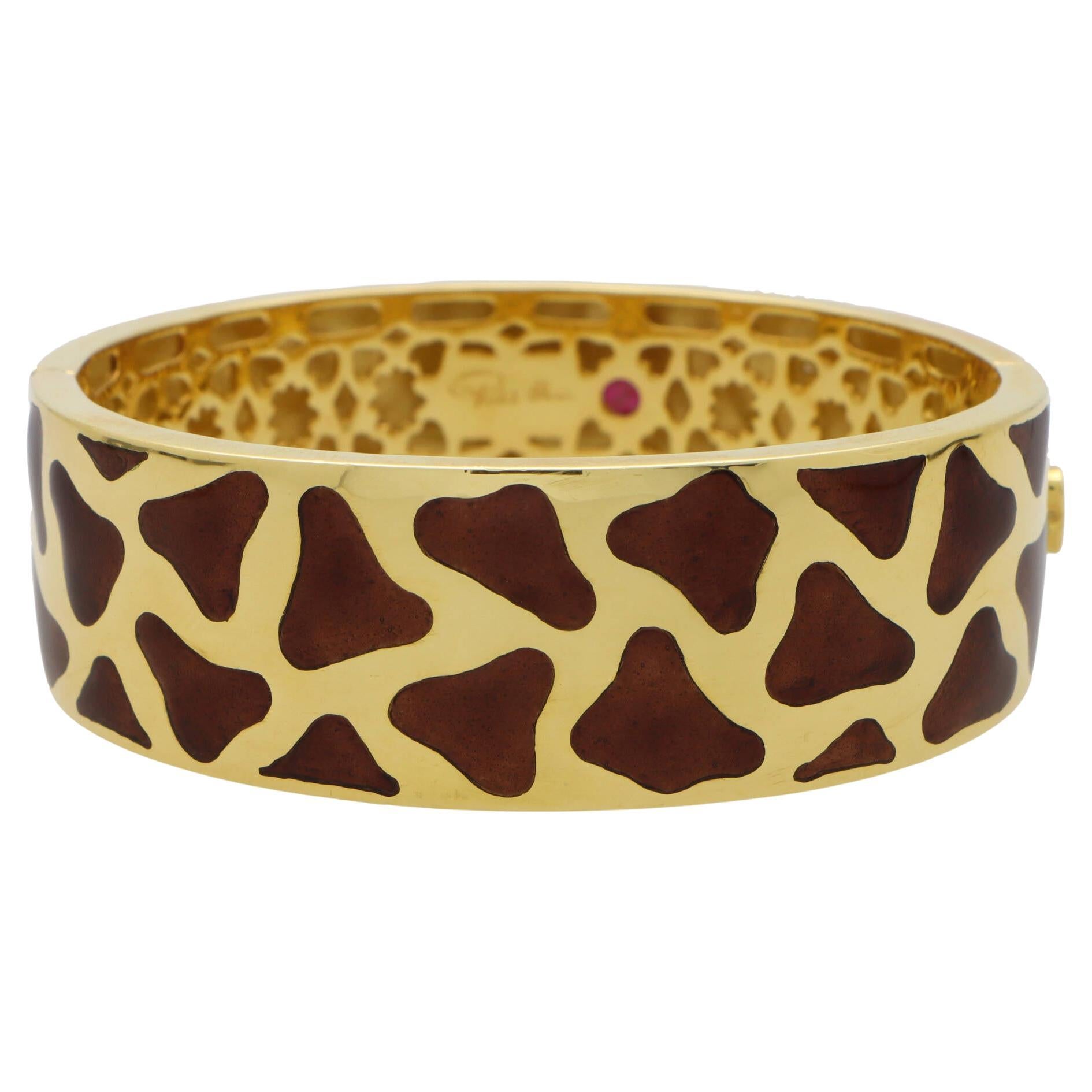 Roberto Coin Animalier 18K Gold Scale Wrap Bracelet with White Enamel ...