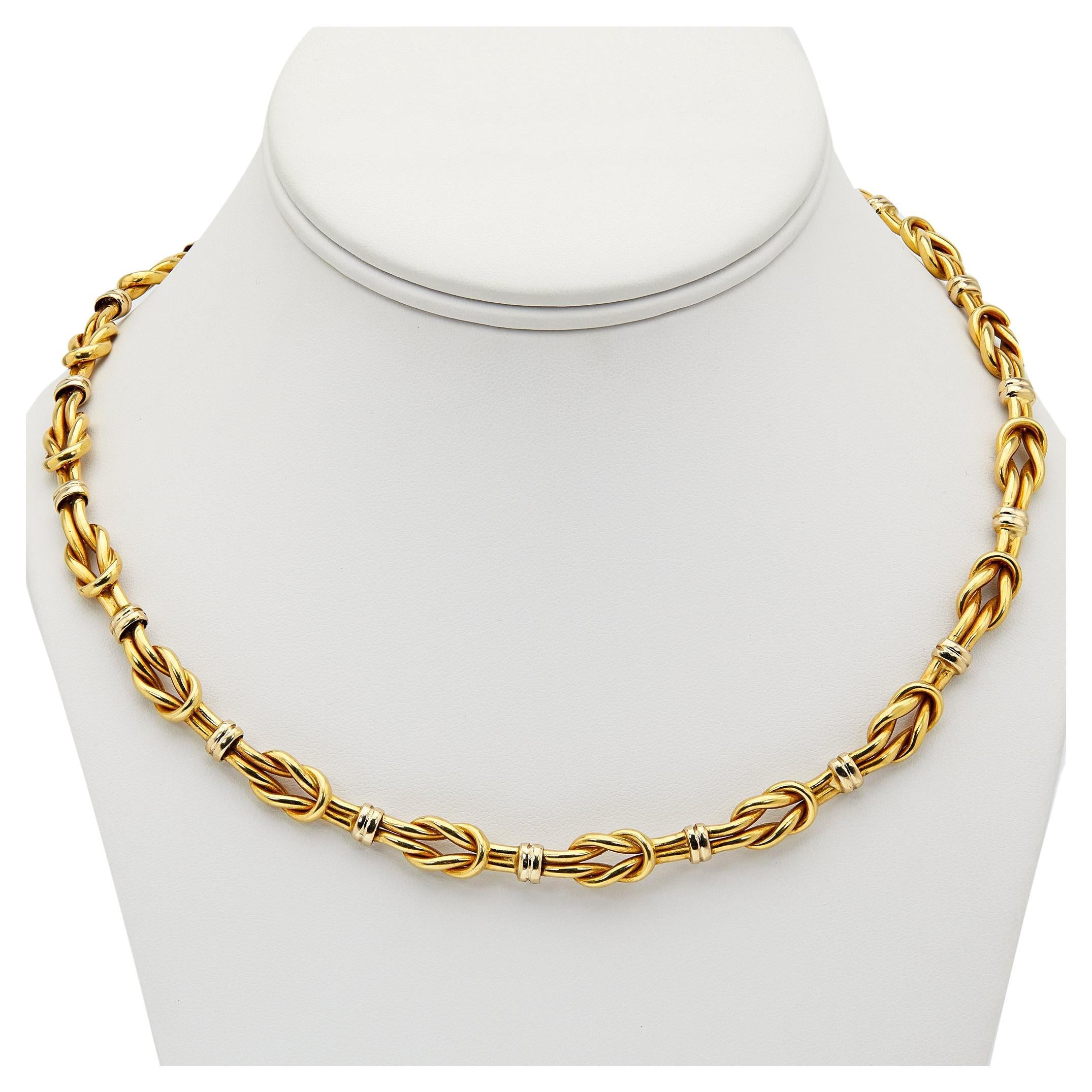 Vintage Roberto Coin Italian Reef Knot Two Tone 18k Gold Necklace For ...