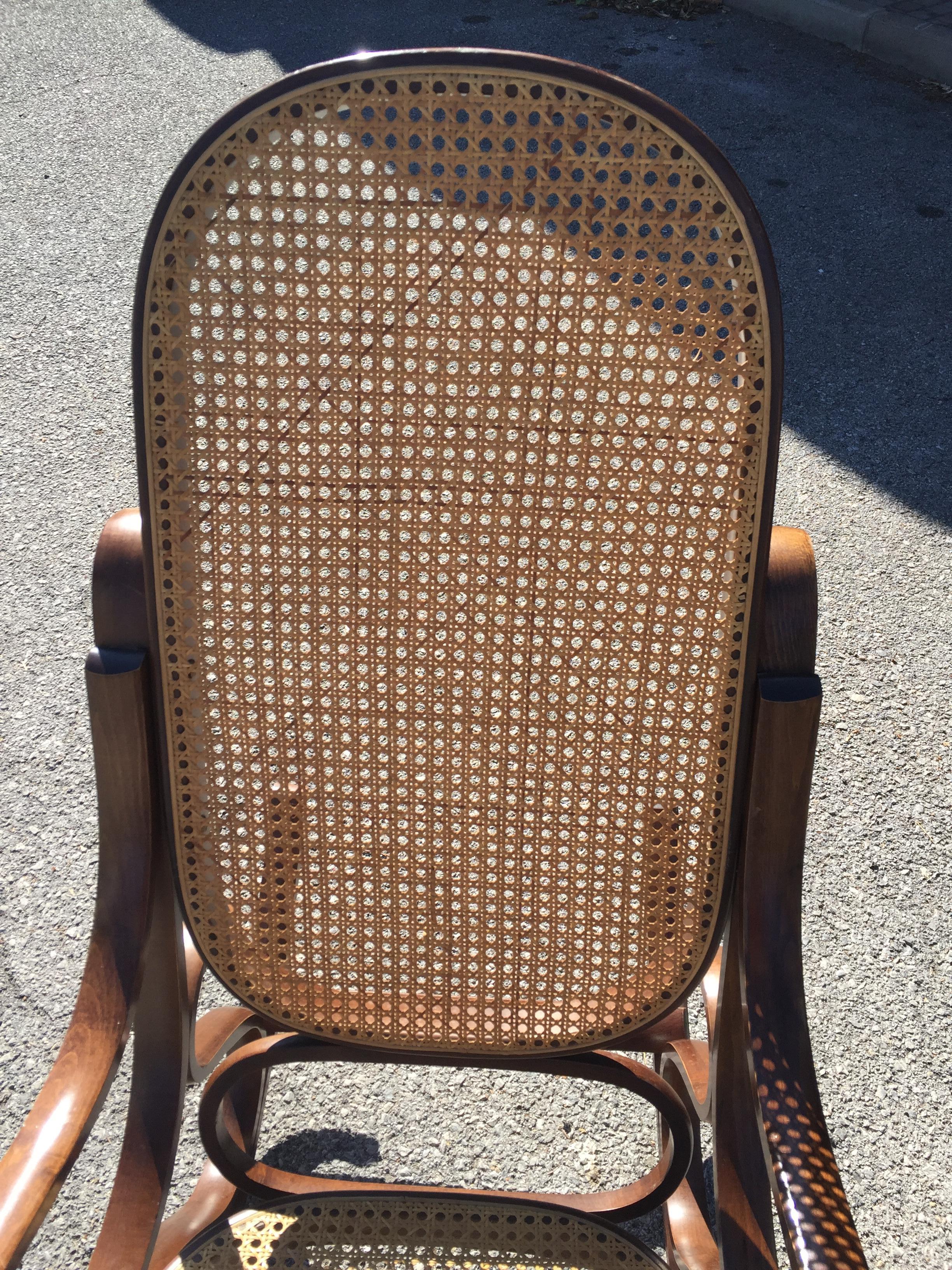 Vintage Rocking Chair, Wood and Vienna Straw Armchair Vimini, Thonet ...