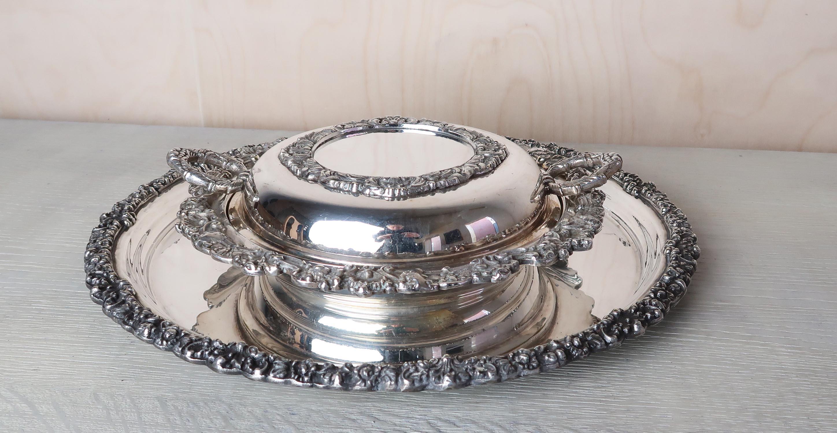 Vintage Rococo Style Silver Plated Entree Dish and Matching Salver at ...