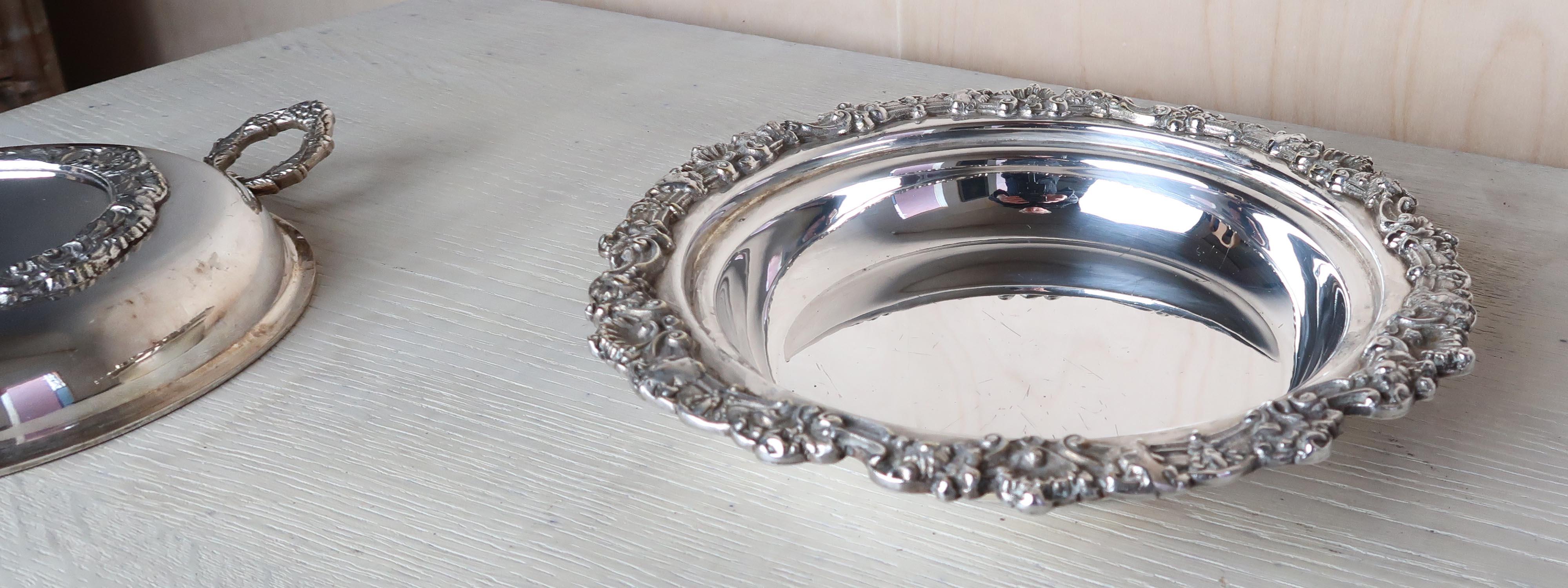 Vintage Rococo Style Silver Plated Entree Dish and Matching Salver at ...