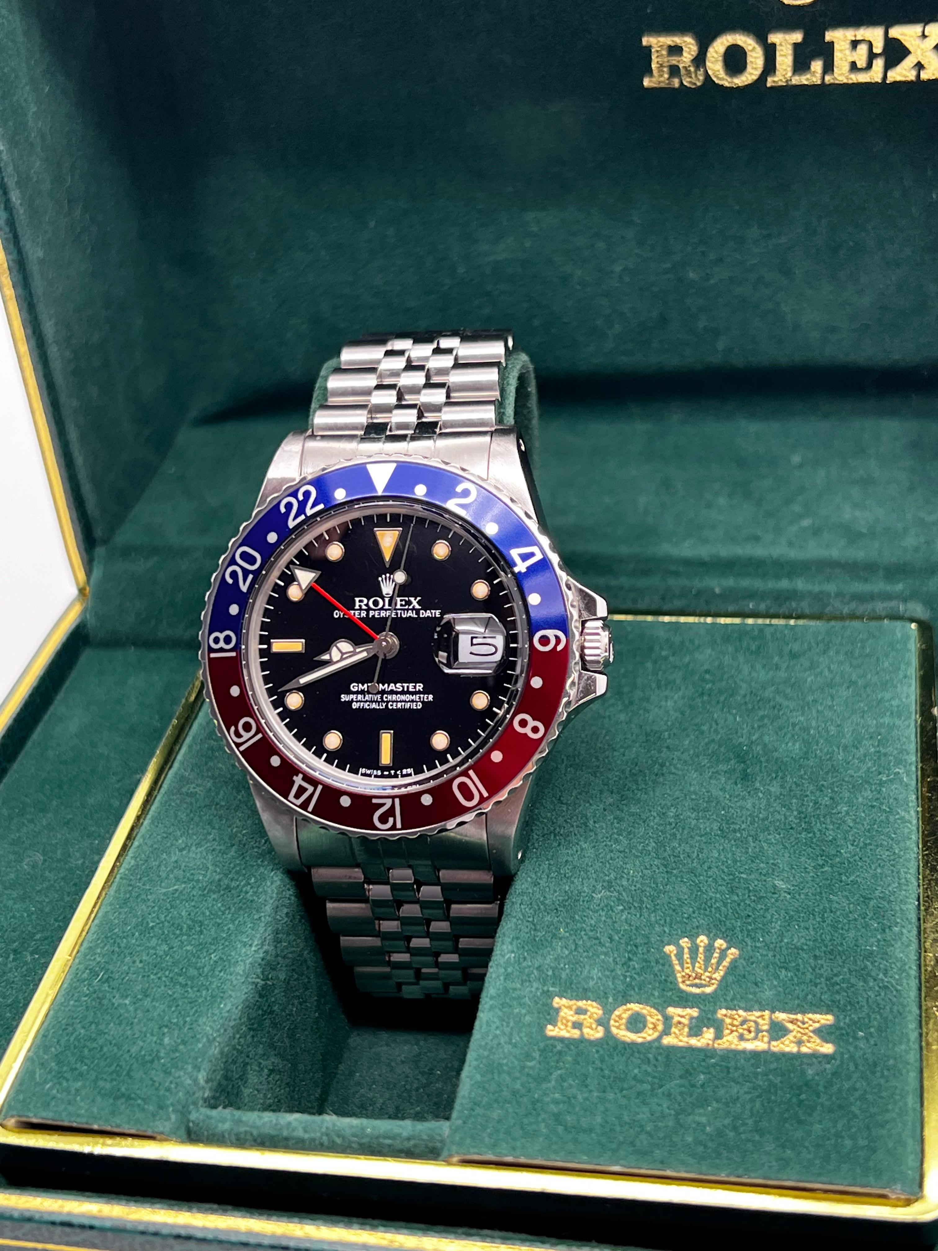 Vintage Rolex 16750 GMT Master Pepsi Red Blue Stainless Box Paper ...