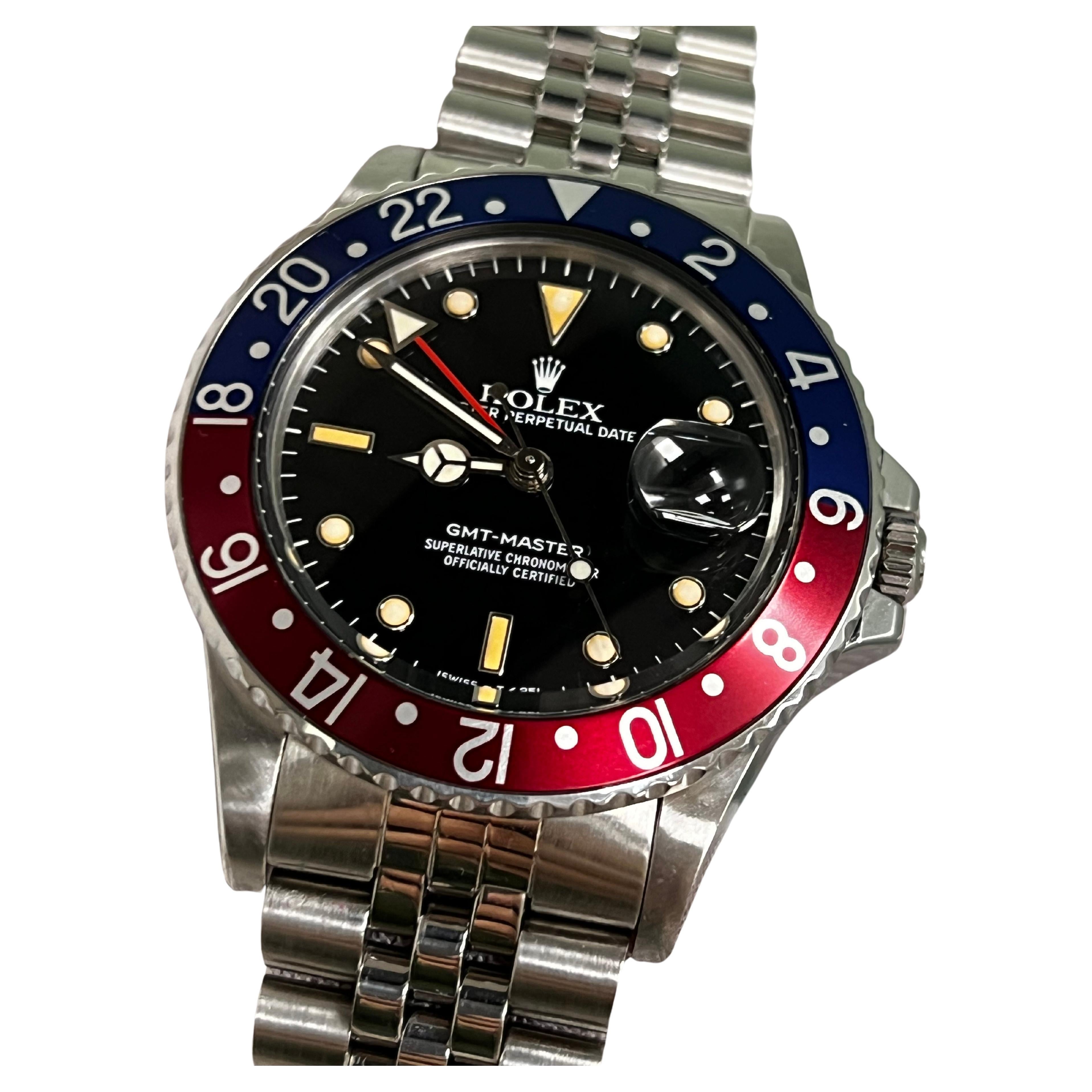 Vintage Rolex 16750 GMT Master Pepsi Red Blue Stainless Box Paper ...