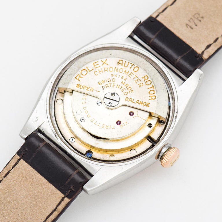 Vintage Rolex Bubbleback Reference 3372 Rose Gold and Stainless Steel Watch 1944 at 1stDibs ...