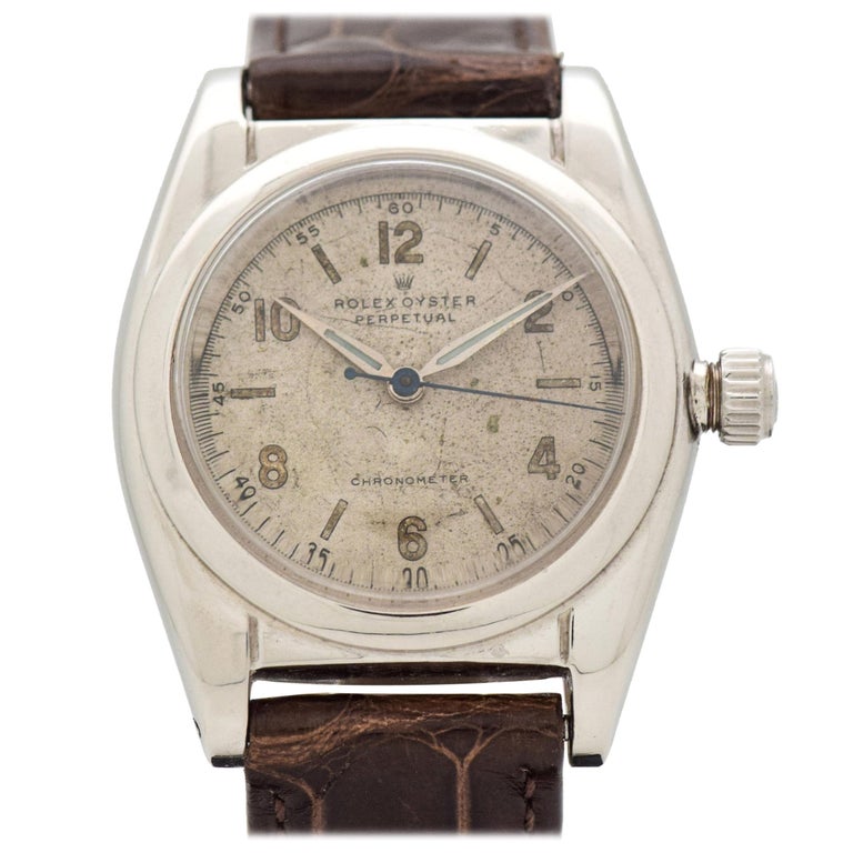Vintage Rolex Bubbleback Stainless Steel Watch, 1945 For Sale at 1stDibs