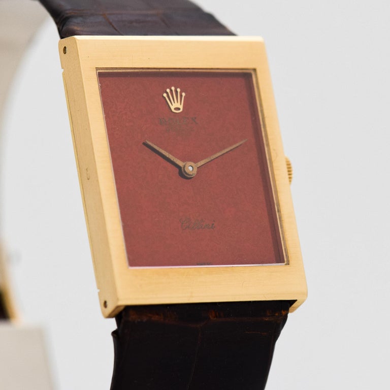 Vintage Rolex Cellini Rectangular-Shaped 18 Karat Yellow Gold Watch ...